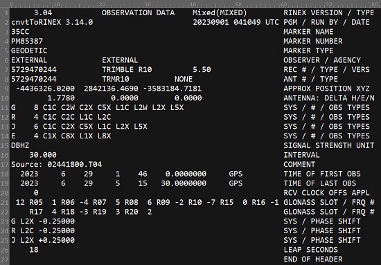 Unriddling the elements of RINEX - Spatial Source
