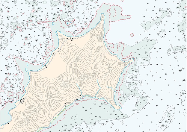 fictional detailed vector Nautical chart of an ocean - Spatial Source