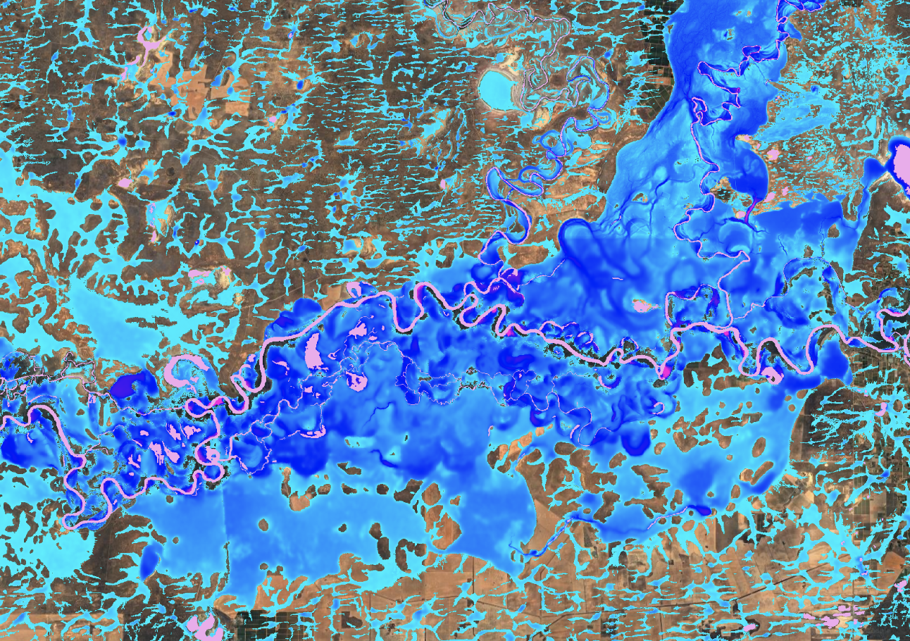 1-in-100 year flood risk in the Willandra Lakes region, Australia from ...